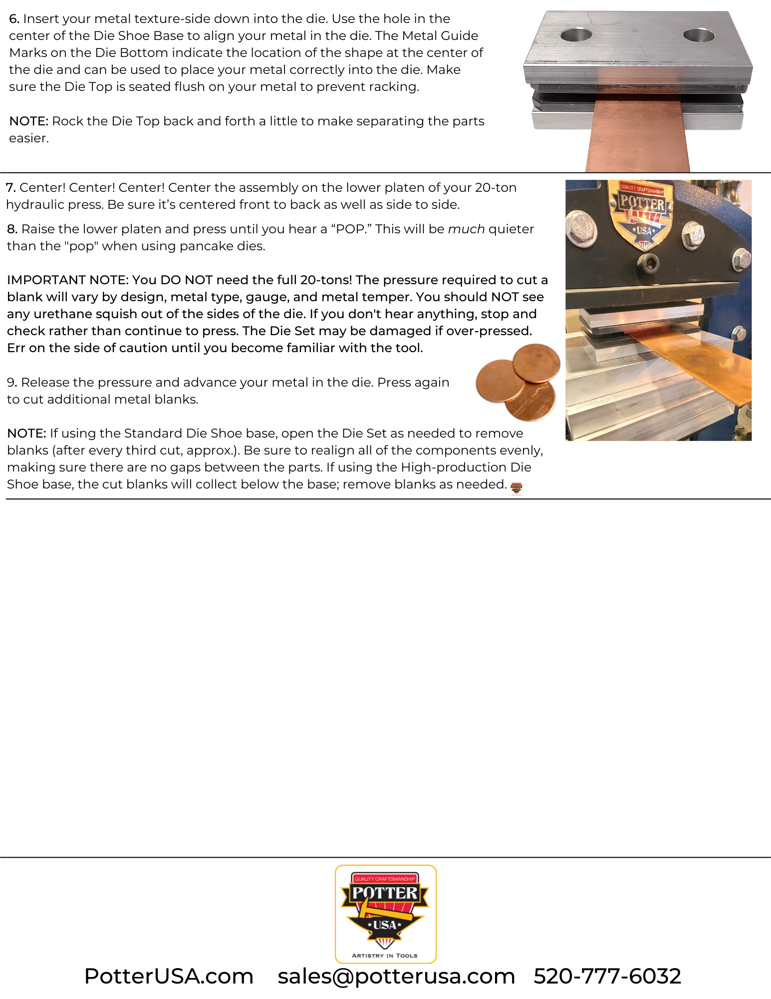 Potter USA - Fine Tools. FSS (Fast Stamping System) High-production Die ...