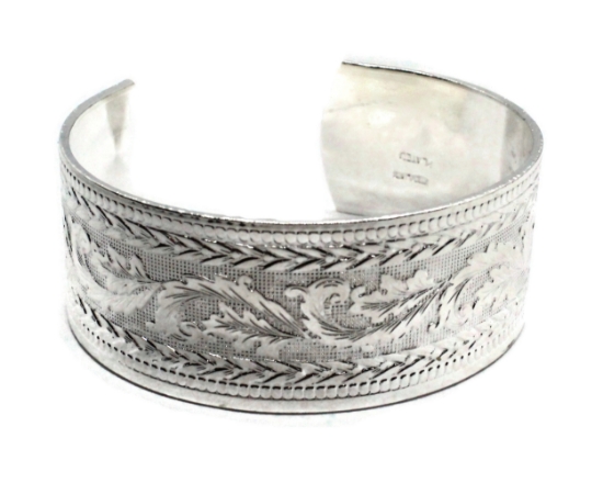 Potter USA Fine Tools. Silver Plated Cuff Bracelet Ornate Flourish