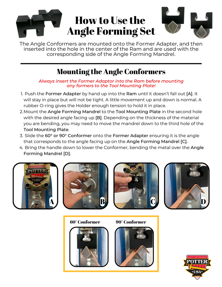 Potter USA - Fine Tools. Quick-Form Press Angle Forming Set